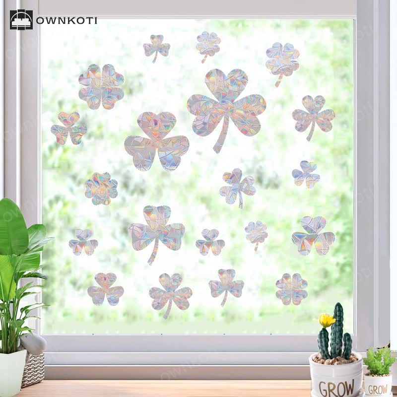 Removable Rural Shamrock Static Stained Window Cling – au.ownkoti