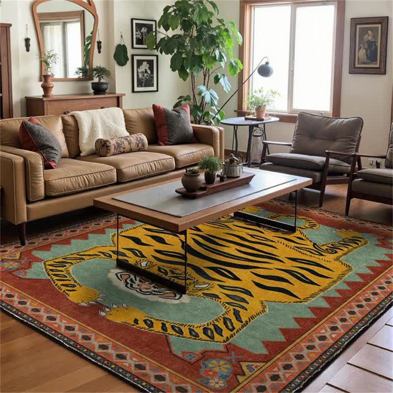 Tibetan Tiger Foladable Rectangle Area Rug – au.ownkoti